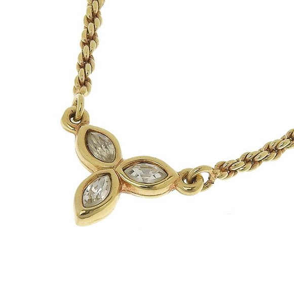 Dior | Jewelry | Christian Dior Rhinestone Flower Motif Necklace Gold ...